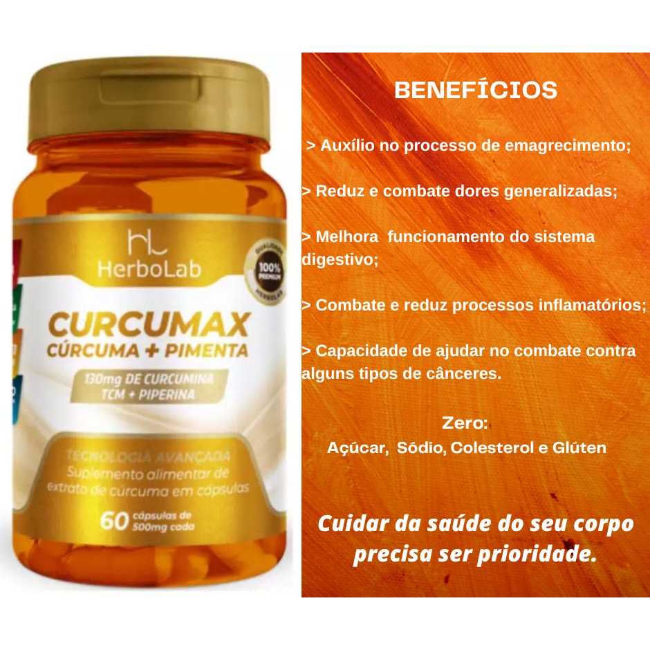 Curcumax Cúrcuma + Pimenta 60 Herbolab – Natu | Shopee Brasil