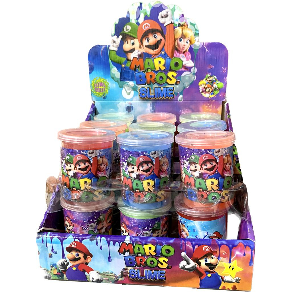 Slime MARIO BROS caixa c/18 (98gr o pote) | Shopee Brasil