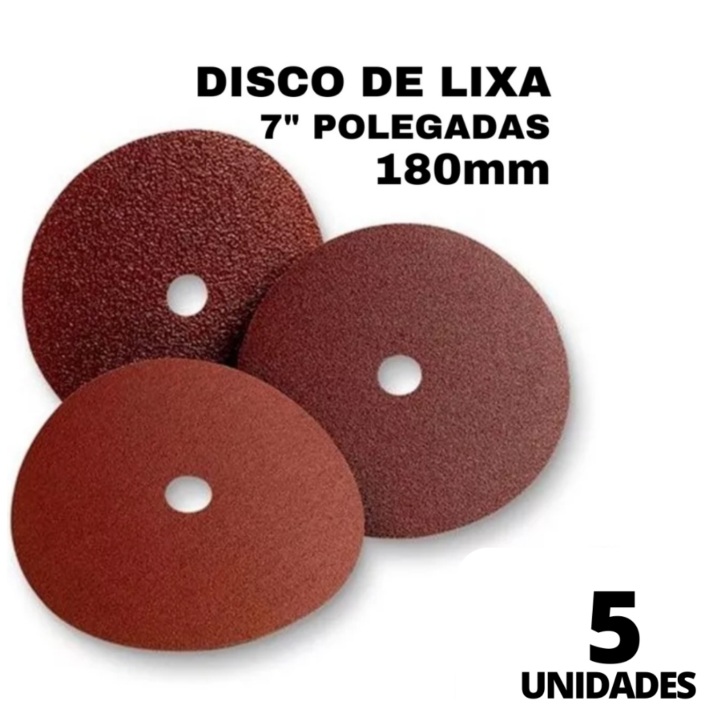 5 Disco De Lixa 180mm Para Esmerilhadeira Lixadeira 7'' 180mm - Ferro ...