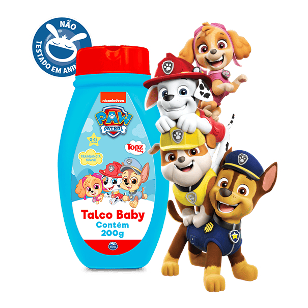 Talco Infantil Patrulha Canina Vegano Bebe Topz Baby 200g | Shopee Brasil