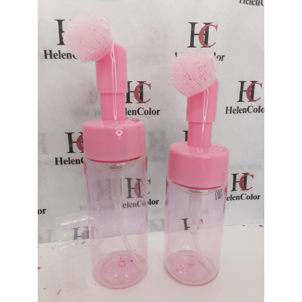Frasco Pump Rosa c/ Transparente Espumador Com Escova De Silicone ...