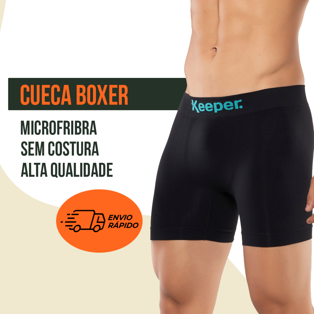 Cueca Boxer Sem Costura Microfibra Masculino (Keeper) | Shopee Brasil