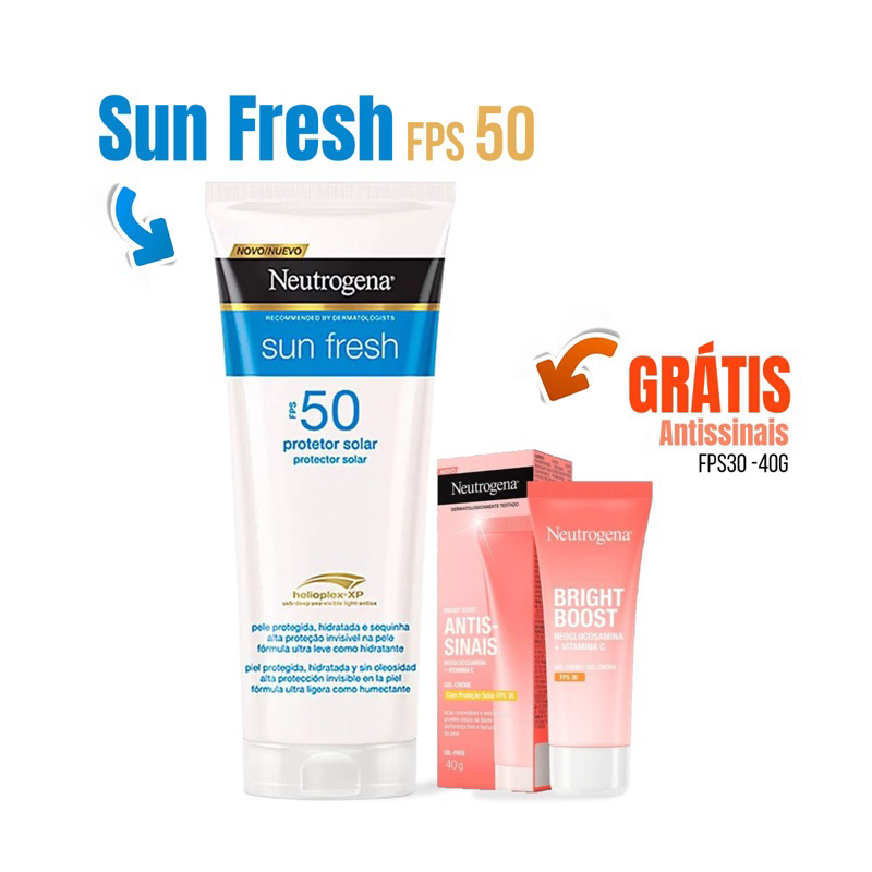 PROTETOR SOLAR SUN FRESH FPS 50 200ML + BRIGHT BOOST FACIAL FPS 30 ...