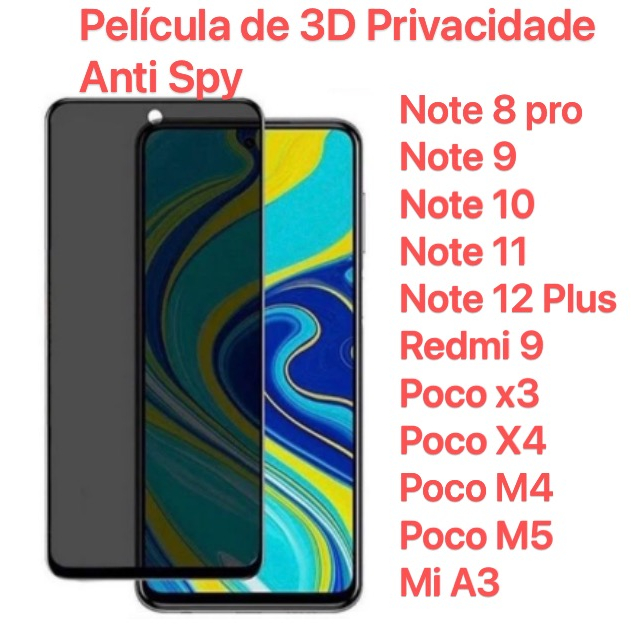 Película de 3D Privacidade Anti Spy Para Xiao mi Note 9/1011 pro poco ...