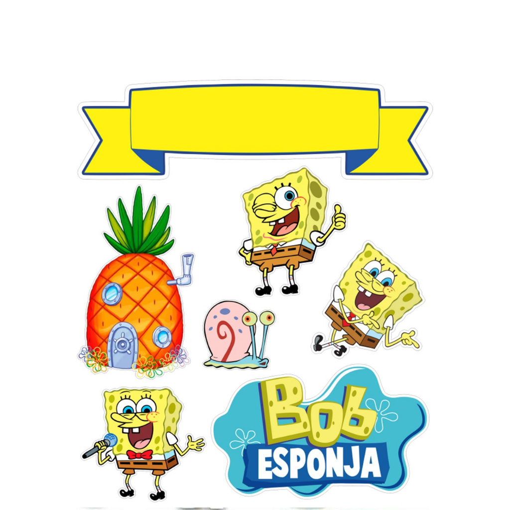 Topper de Bolo-Bob Esponja-Personalizado | Shopee Brasil