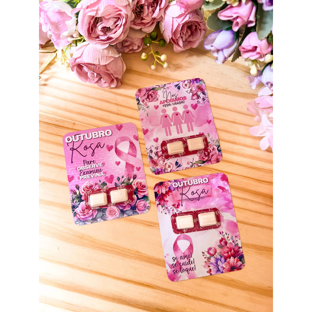 kit Card com Chicletes Outubro Rosa Mimo Cliente Lembrancinha | Shopee ...