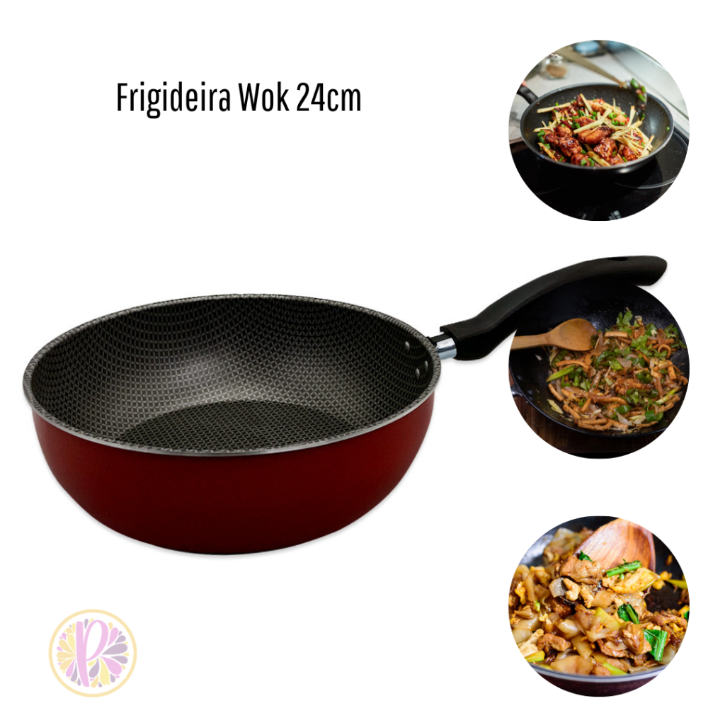 Frigideira Wok Yakisoba Panela Antiaderente Comida Chinesa 24cm ...