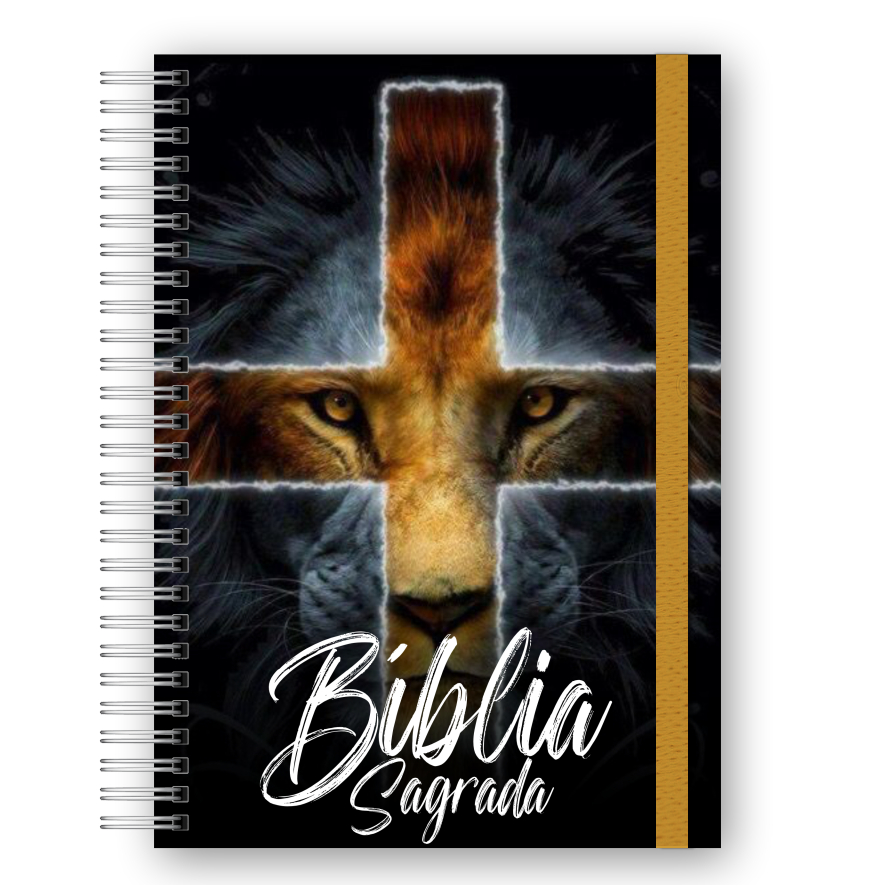 BIBLIA PERSONALIZADA GRANDE 19X27CM - LEÃO COM A CRUZ DOURADA | Shopee Brasil