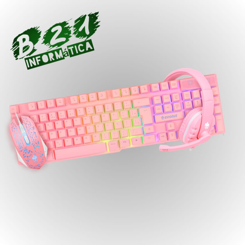 KIT GAMER ROSA TECLADO + MOUSE + HEADSET | Shopee Brasil