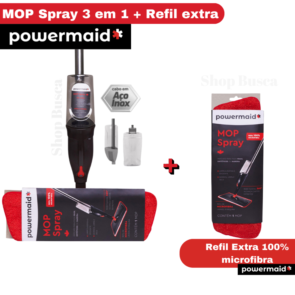 Mop Spray 3 em 1 - Spray Giratório - Com refil extra | Shopee Brasil