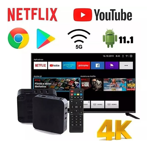 *4K TV BOX 5G C/ ANDROID* Conversor Para Tv Em Smart Digital 5G - A ...