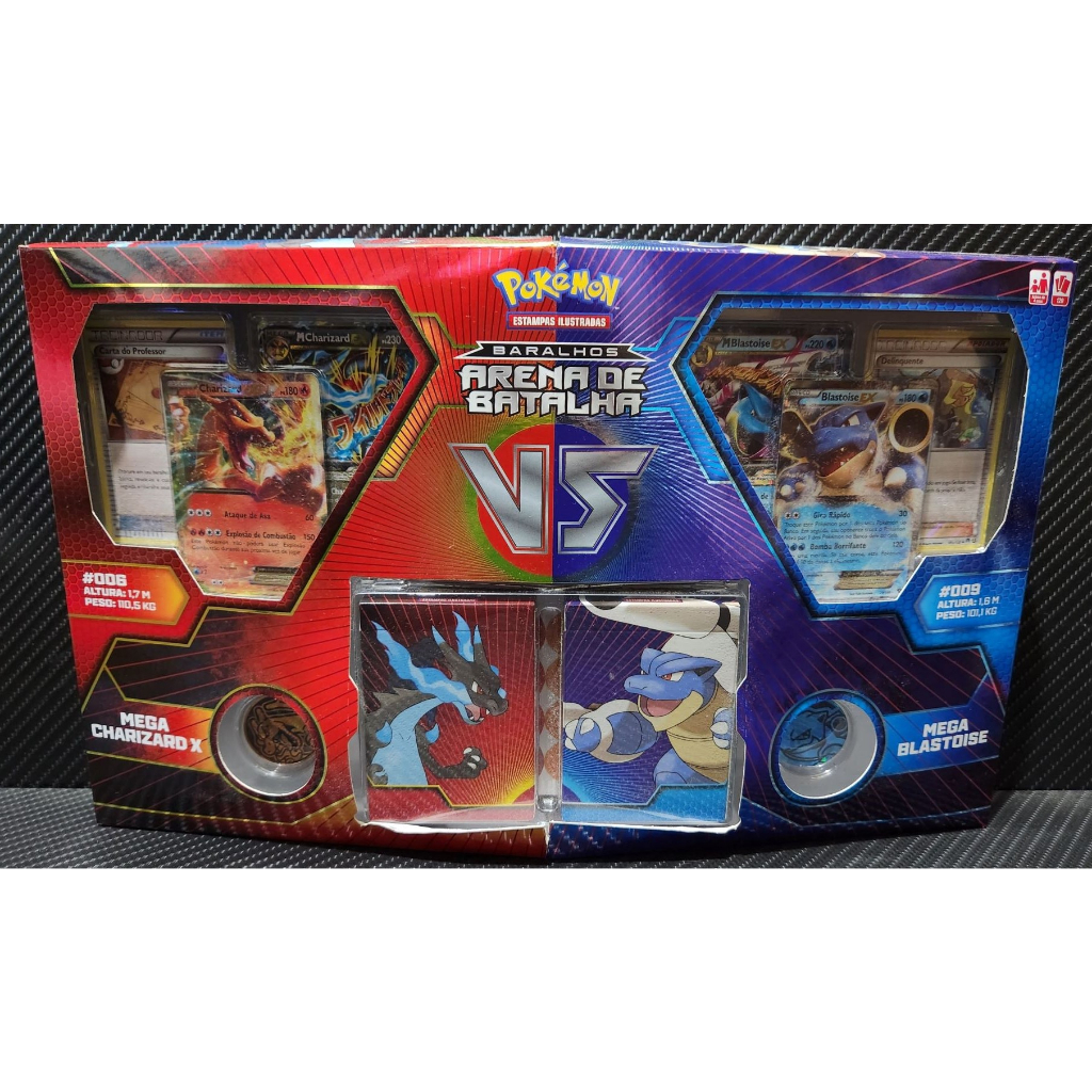 Box Pokemon Arena de Batalha Mega Charizard X VS Mega Blastoise ...