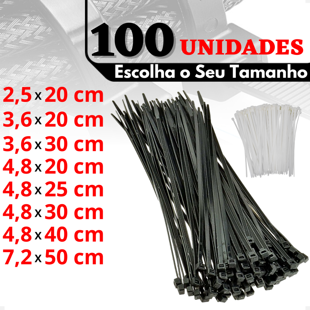 100 Unidades Fita Hellerman Vários Tamanhos Enforca Gato Cinta Plástica ...