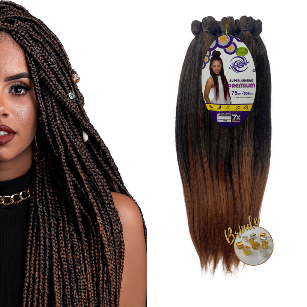 Jumbão Premium Ser Mulher Para Tranças e Penteados Box Braids, Nagô 609 ...