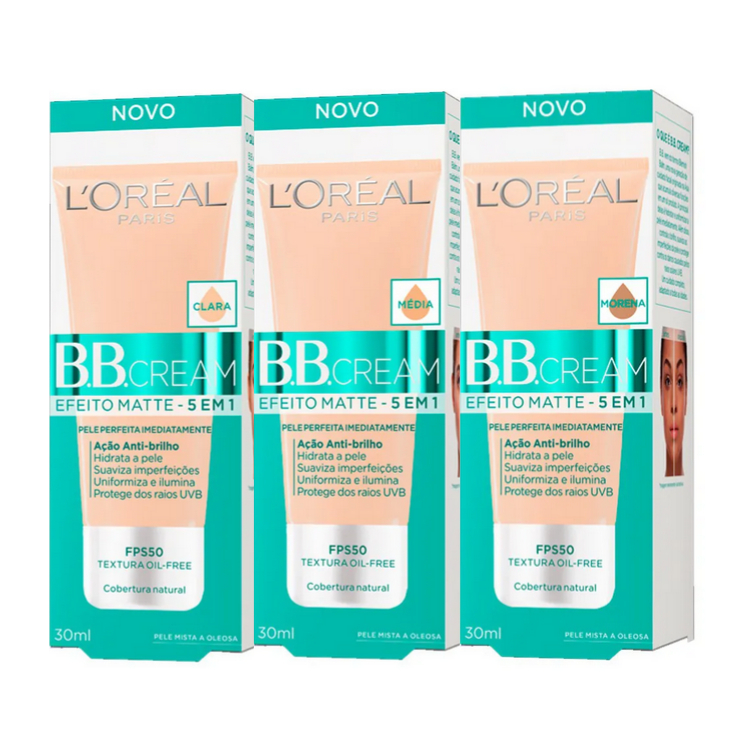 BB CREAM EFEITO MATTE 5 EM 1 FPS50 DE L’ORÉAL PARIS - 30 ML | Shopee Brasil