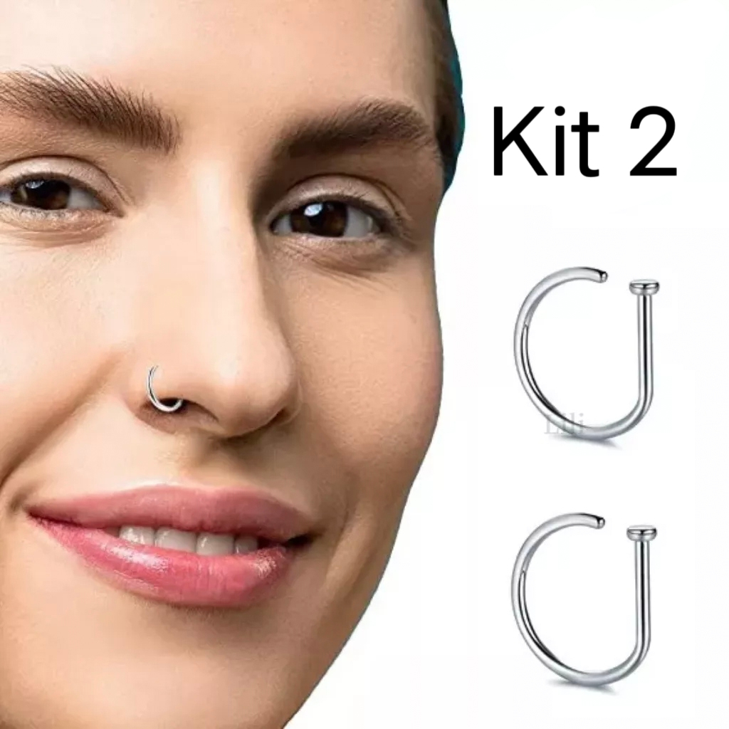 Kit 2 Piercing De Nariz Nostril D ring em aco cirurgico Shopee Brasil