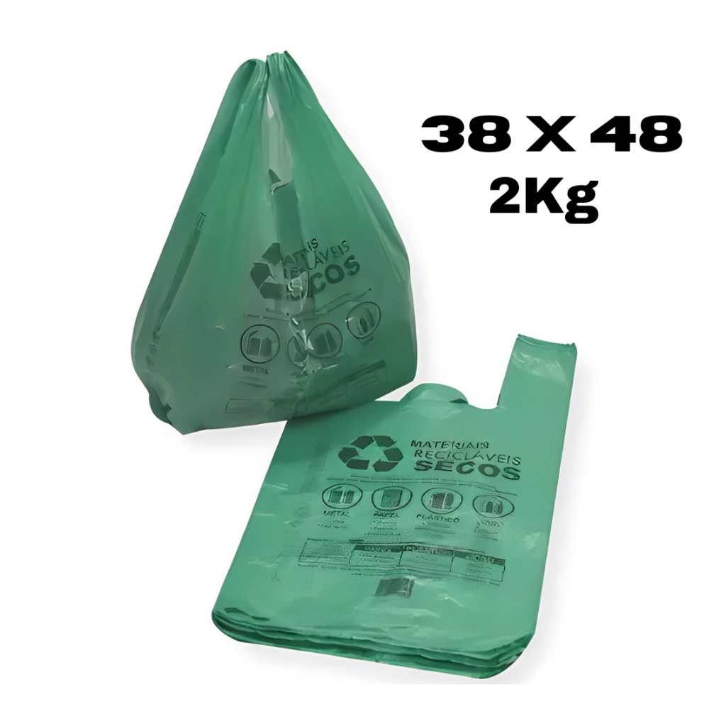 Sacola Plástica Biodegradável Verde 38x48cm 2 Kilos | Shopee Brasil
