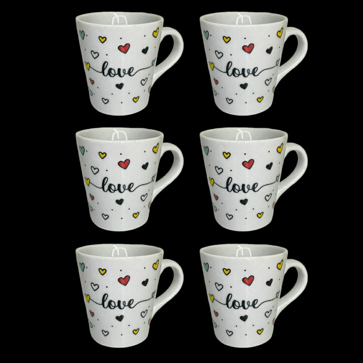 Conjunto Com 6 Xicaras Porcelana Branca Decorada 120Ml | Shopee Brasil