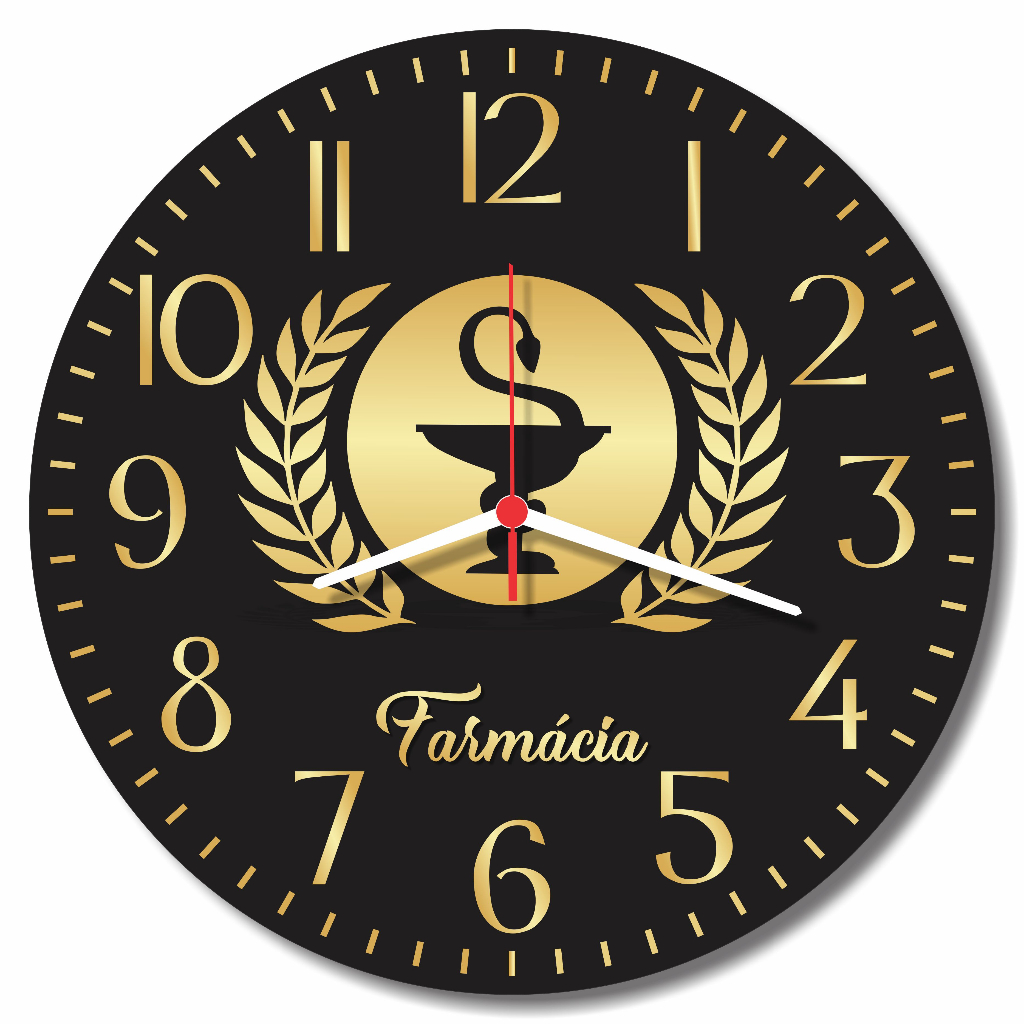 Relogio de Parede Farmácia Brasao Simbolo Decorar Drogaria Presente ...