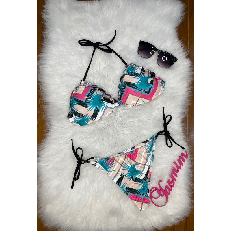 Biquíni moda praia verão com bojo de amarrar | Shopee Brasil