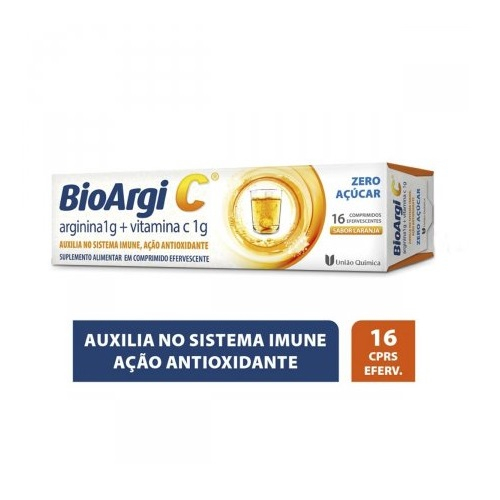 Bio Argi C Vitamina C 1grama com Arginina 1g 16 Efervescentes | Shopee ...