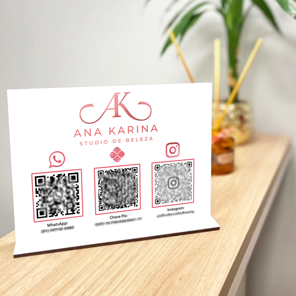 Placa Pix QR Code Personalizada Com Sua Logo Display Mesa Balc o
