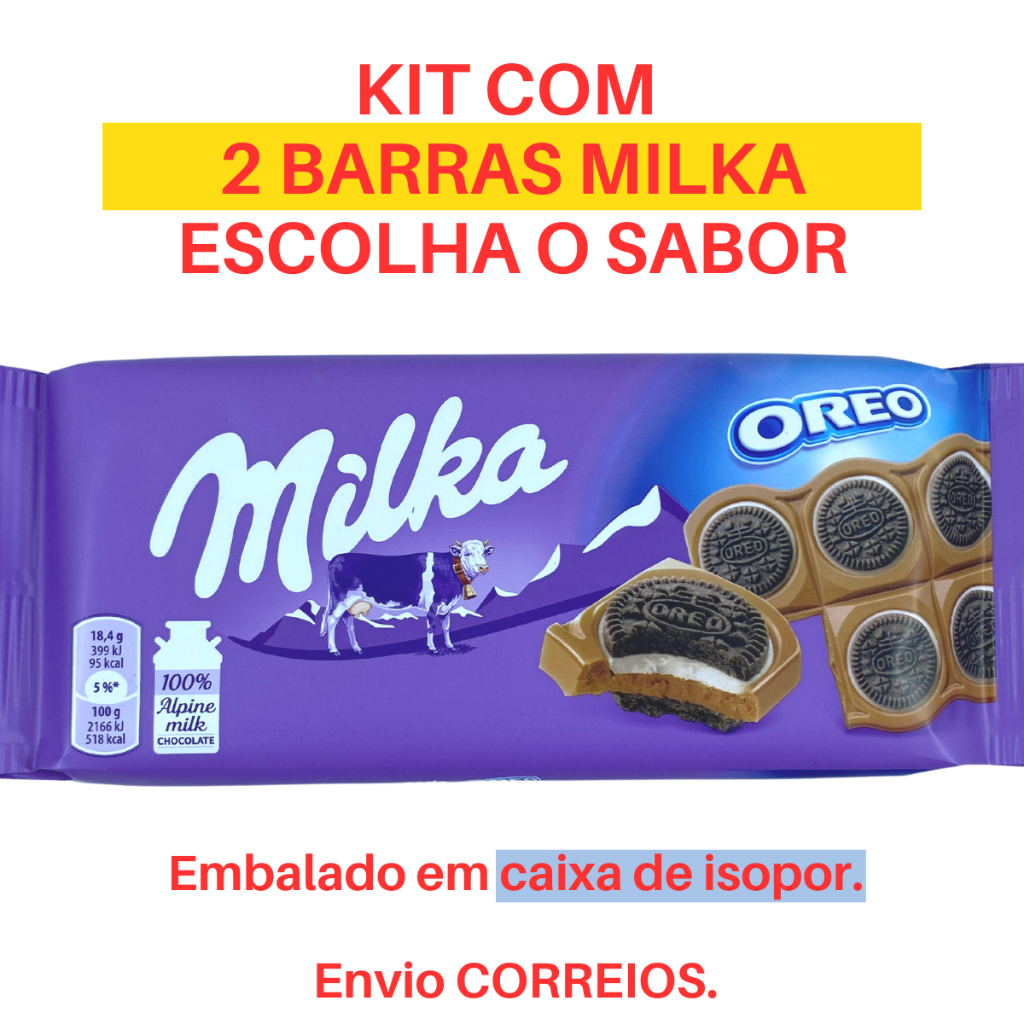 KIT 2 Milka Original - Escolha o Sabor - Embalado em caixa de isopor ...