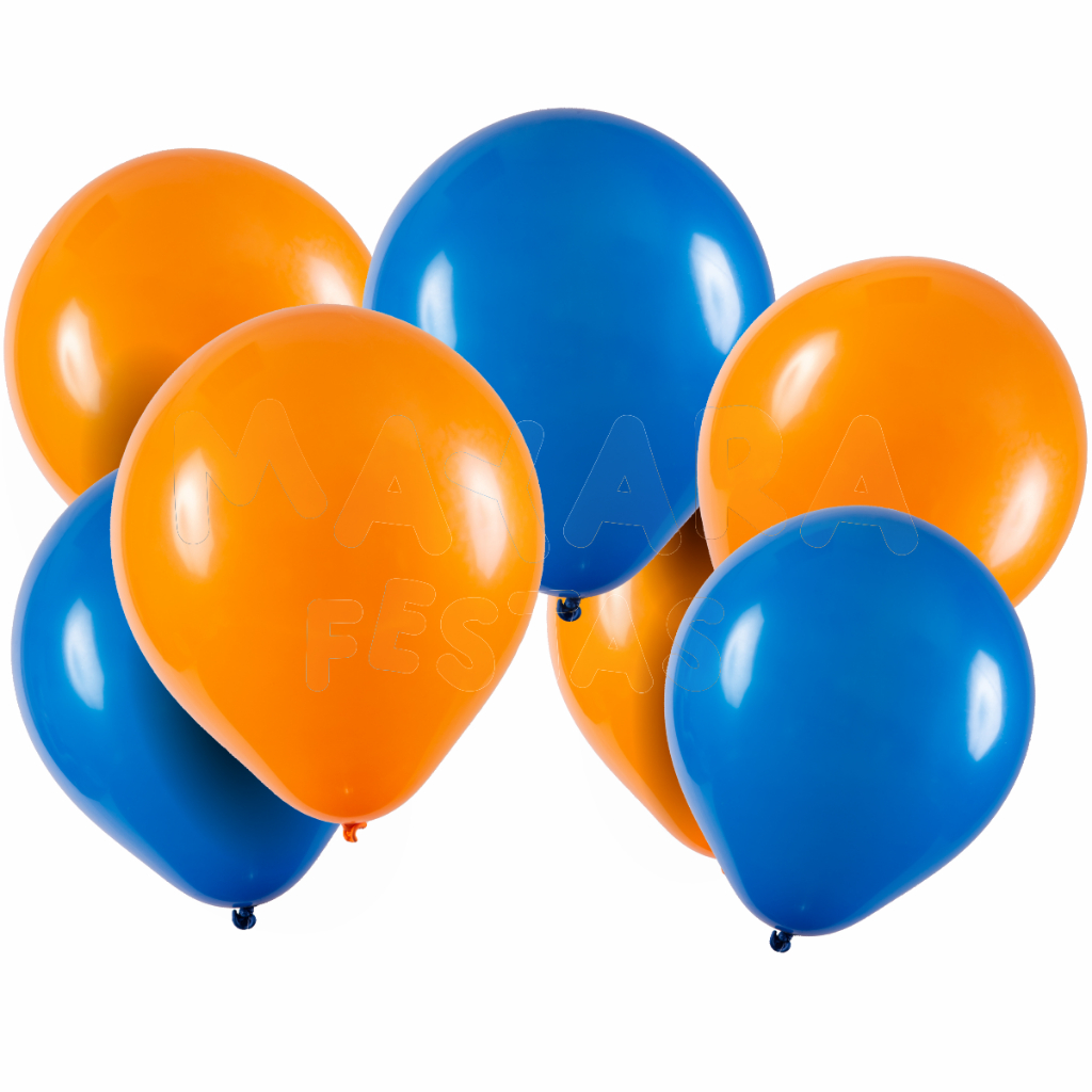 Balão - Bexiga Laranja c/ Azul Pacote - 50 unidades sortidos | Shopee ...