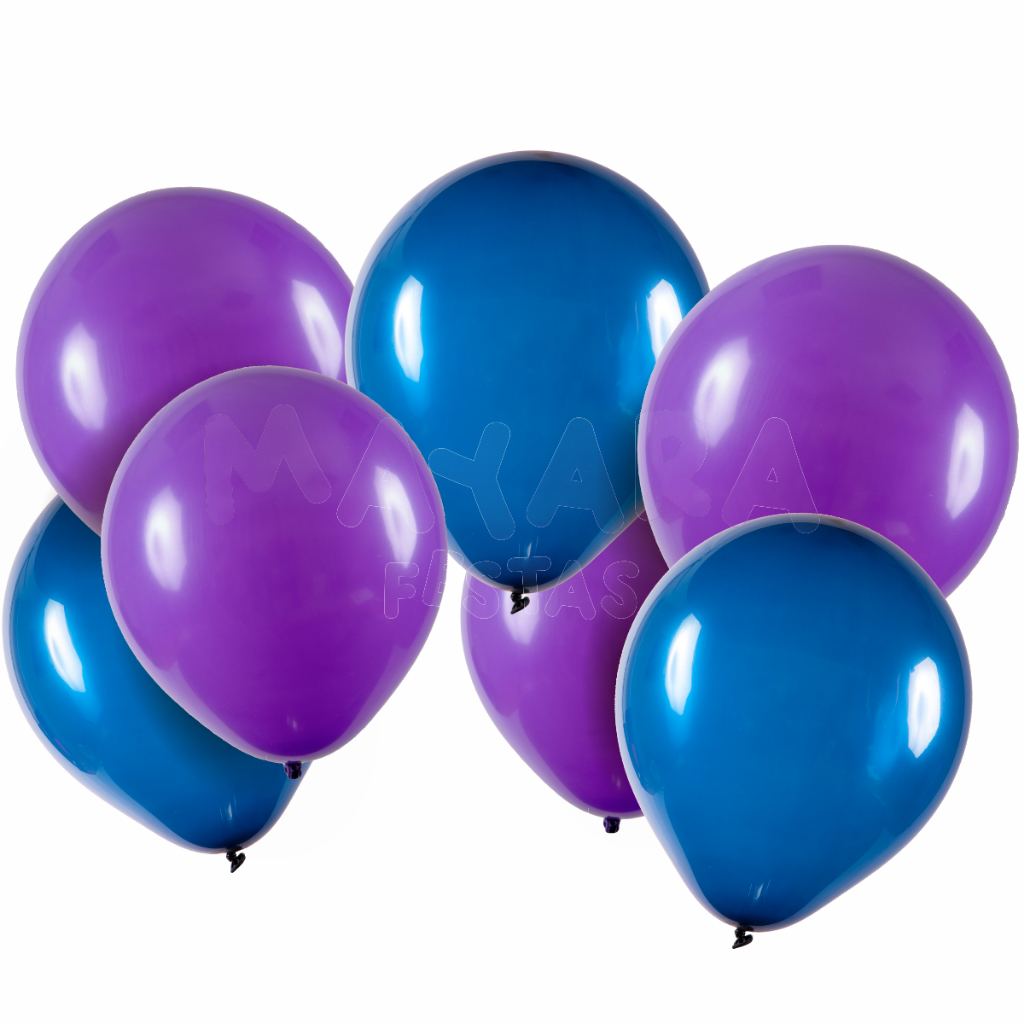 Balão - Bexiga Azul c/ Roxo Pacote - 50 unidades sortidos | Shopee Brasil