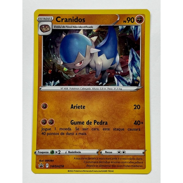 Carta SWSH274 Pokémon TCG Original Copag Card Rare Foil Cranidos ...