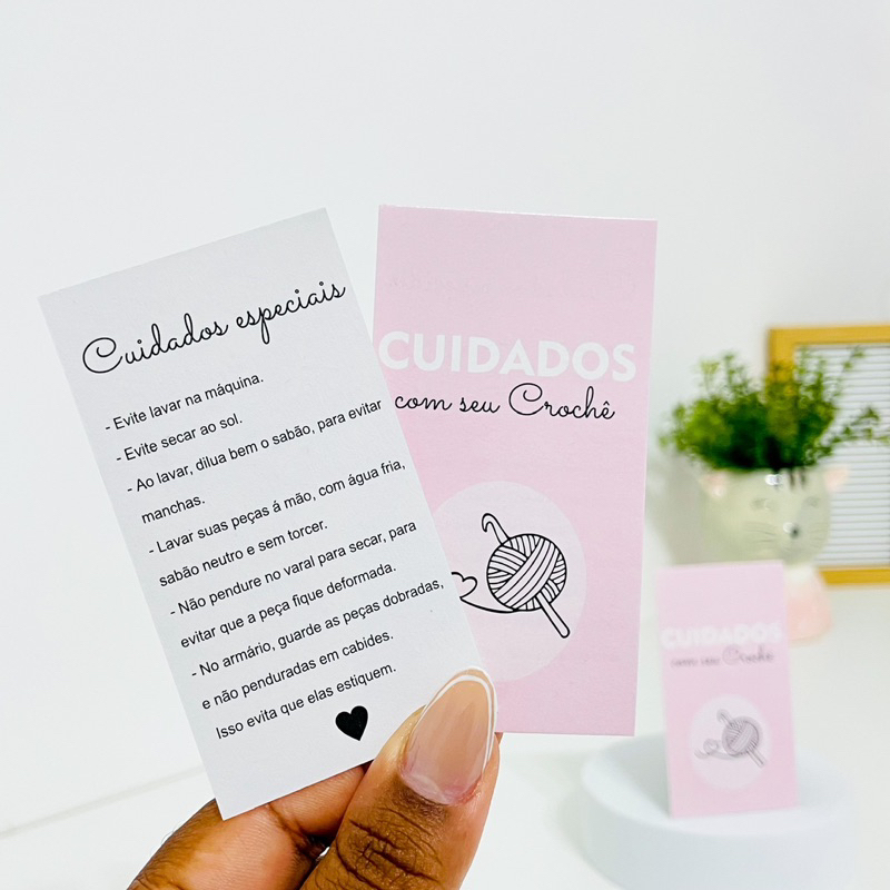 50 Cartão de cuidados com seu Crochê - tag de cuidados | Shopee Brasil