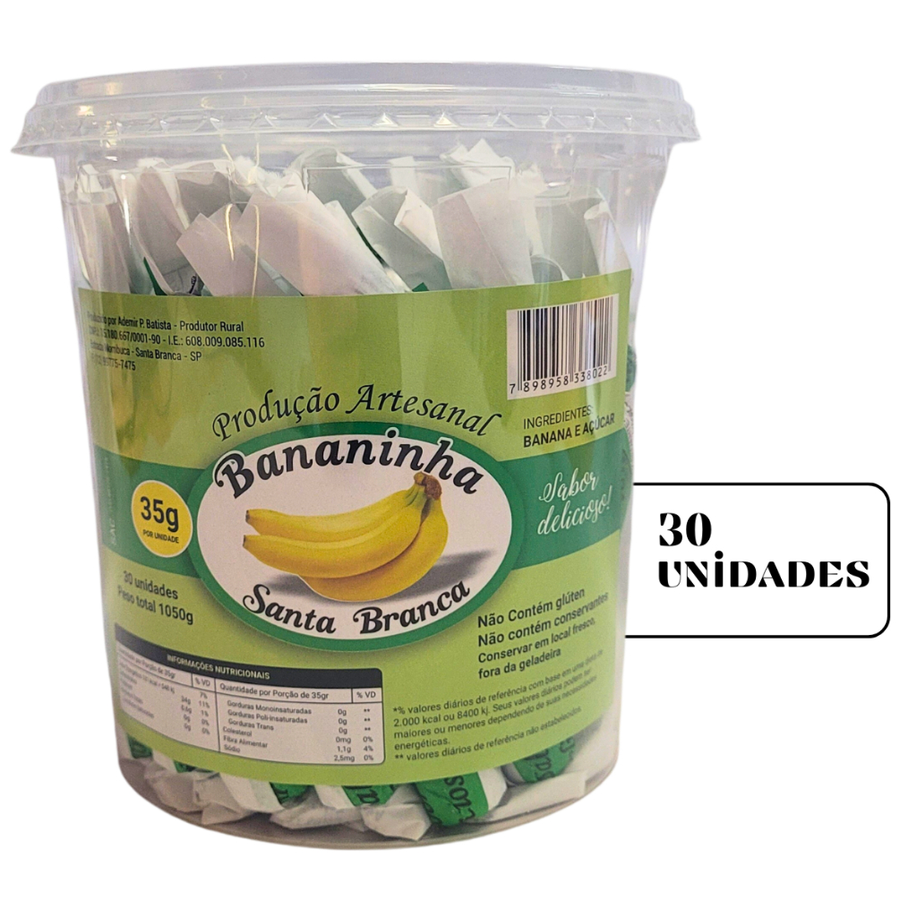 Doce Bananinha C/ Açúcar Santa Branca Artesanal Pote c/ 30 unidades ...