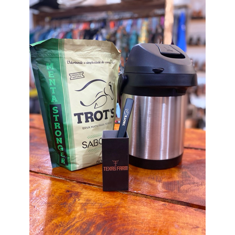 Kit tereré Top (Garrafa térmica inox + cuia +bomba turbo + erva tereré ...