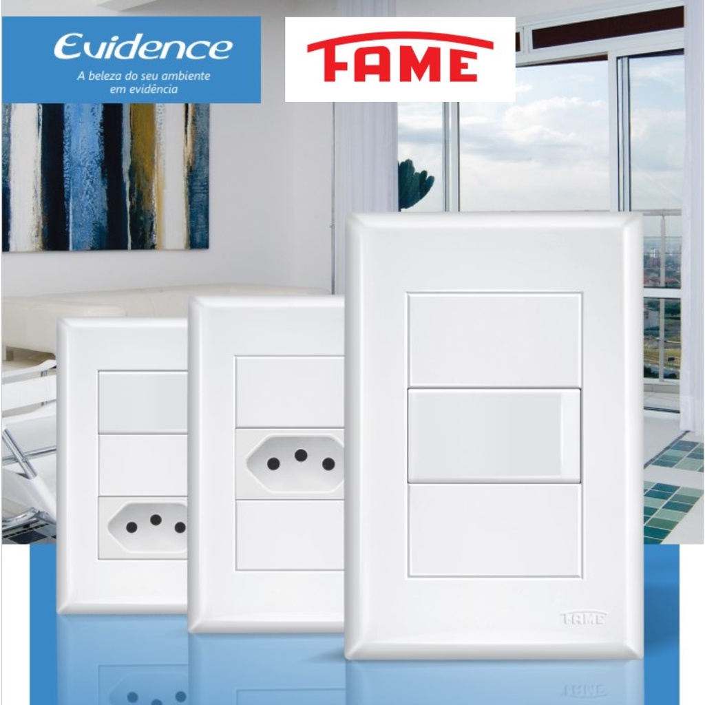 Conjunto Tomadas e Interruptores Fame Evidence | Shopee Brasil