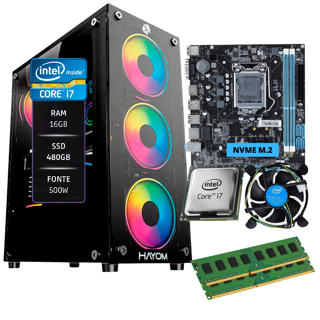 Cpu Pc Computador Gamer Completo I7 3770 16gb Ssd 480 Fonte 500w Rgb ...