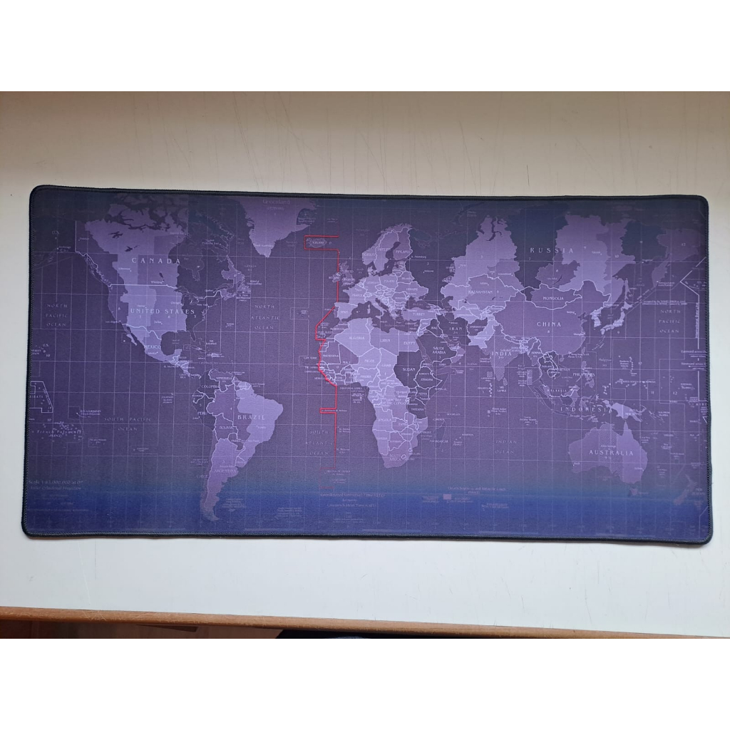 Mousepad Mapa Mundi Preto Cinza Emborrachado 70 x 35 cm Neoprene ...