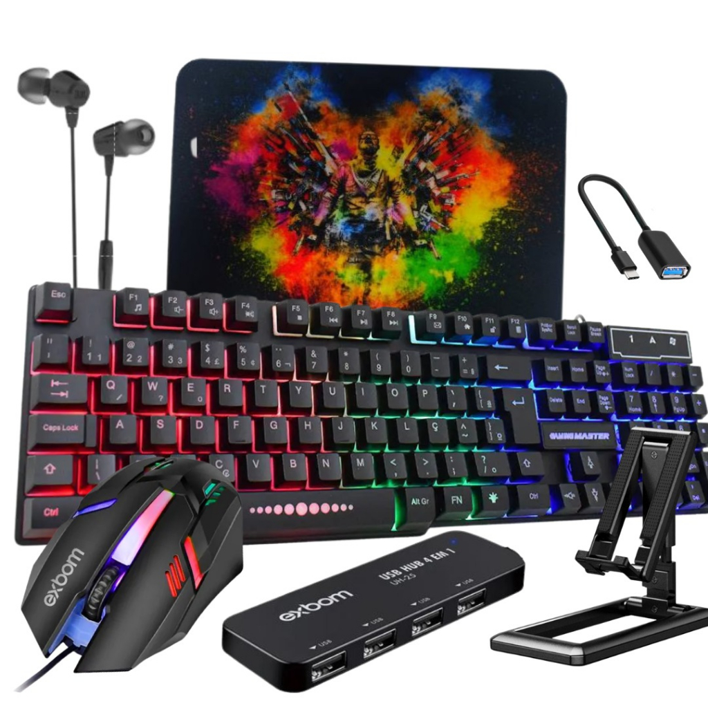 Kit Mobilador Gamer Teclado Semi Mecânico Led Rgb Mouse Gamer Fone de ...