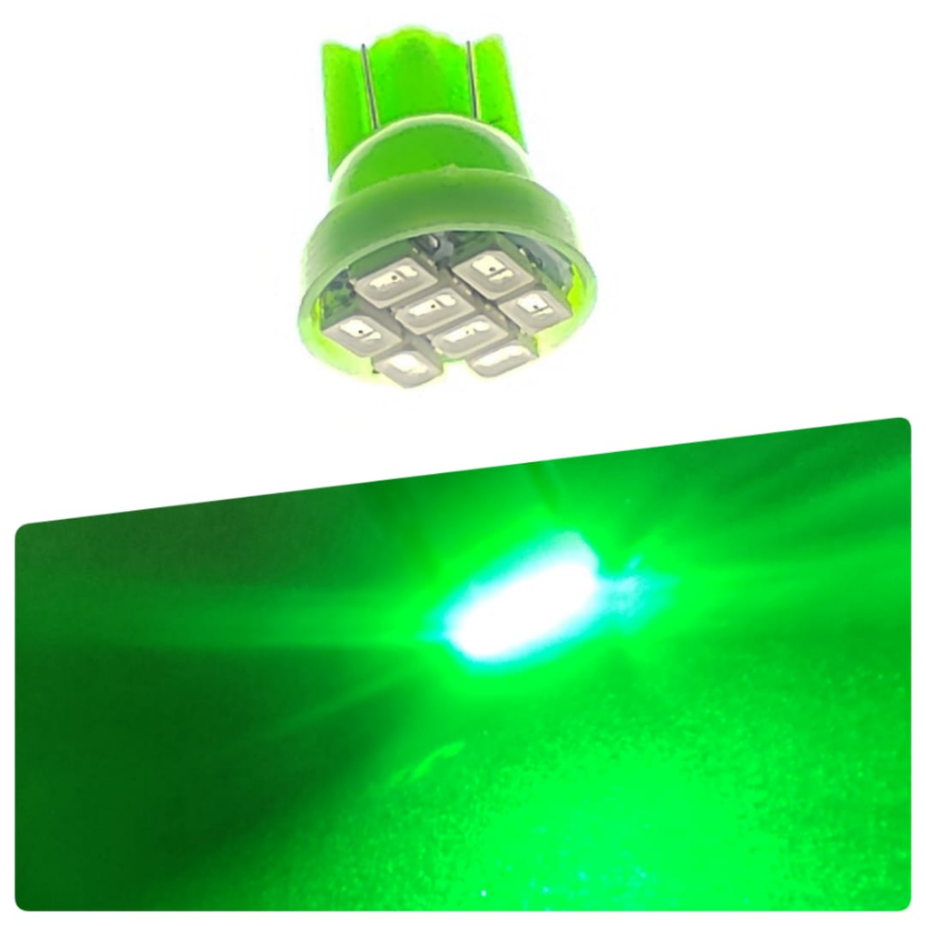 Lâmpada T10 8 leds VERDE automotiva carro pingo w5w super LED 12v placa ...