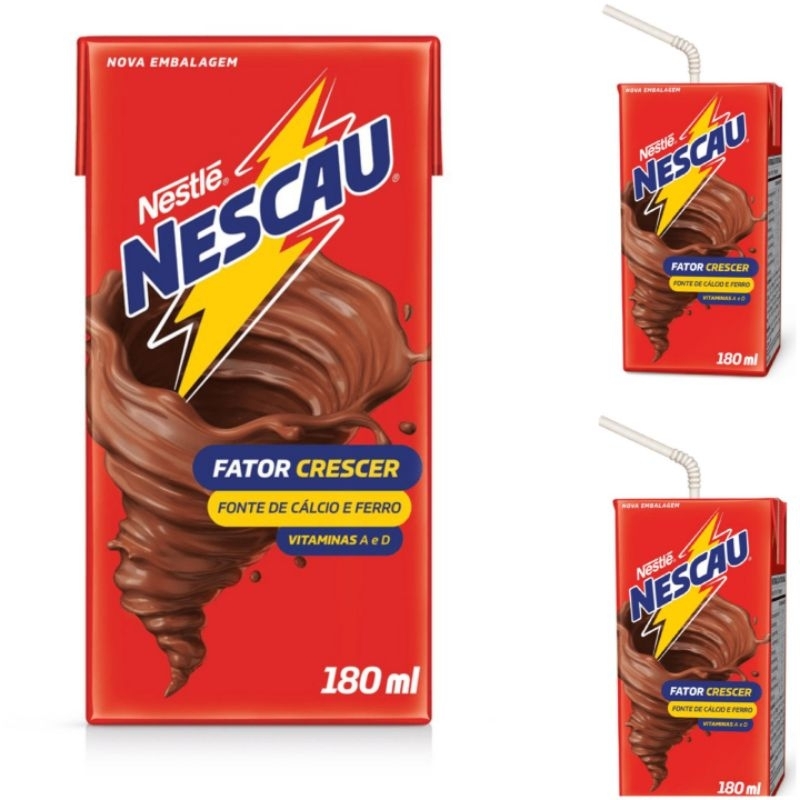 KIT 3 Bebida Láctea Uht Nescau Chocolate Cx 180ml | Shopee Brasil