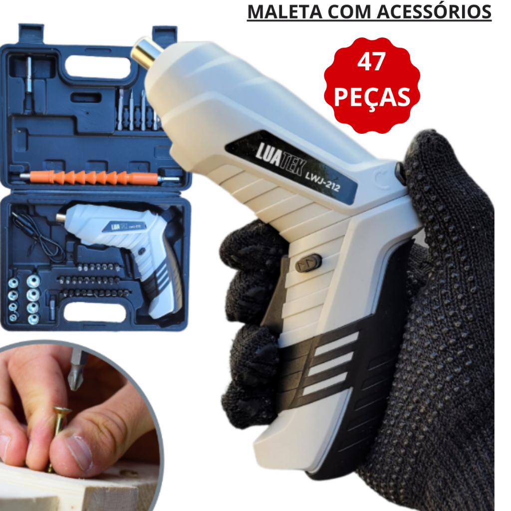 Kit Mini Parafusadeira Elétrica 47 Peças | Shopee Brasil