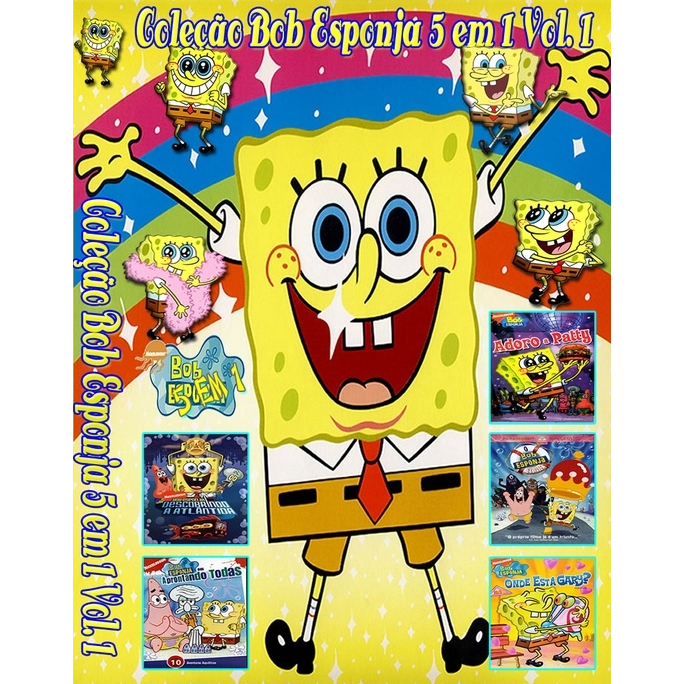 Filme Coleção Desenho Infantil Bob Esponja 5 Em 1 [DVD] | Shopee Brasil
