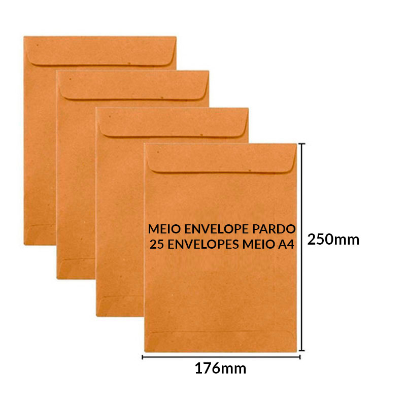 Envelope Saco Kraft MEIO A4 176X250mm 25 unidades | Shopee Brasil