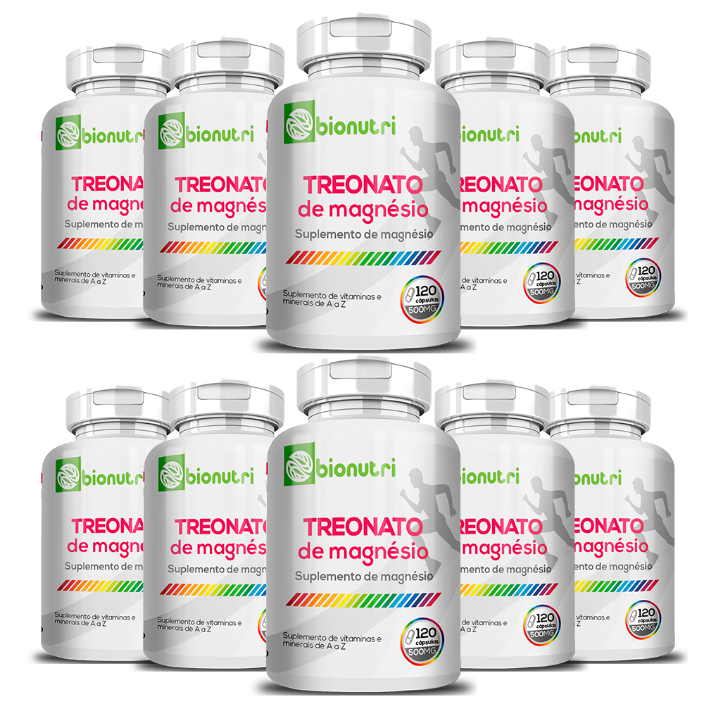 Kit 10x Magnesio L Treonato Puro Concentrado - 120 Capsulas 500 Mg Bionutri Original | Shopee Brasil