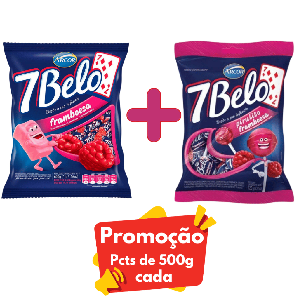 Kit de Bala 7 Belo e Pirulito 7 Belo Framboesa 500g Arcor | Shopee Brasil