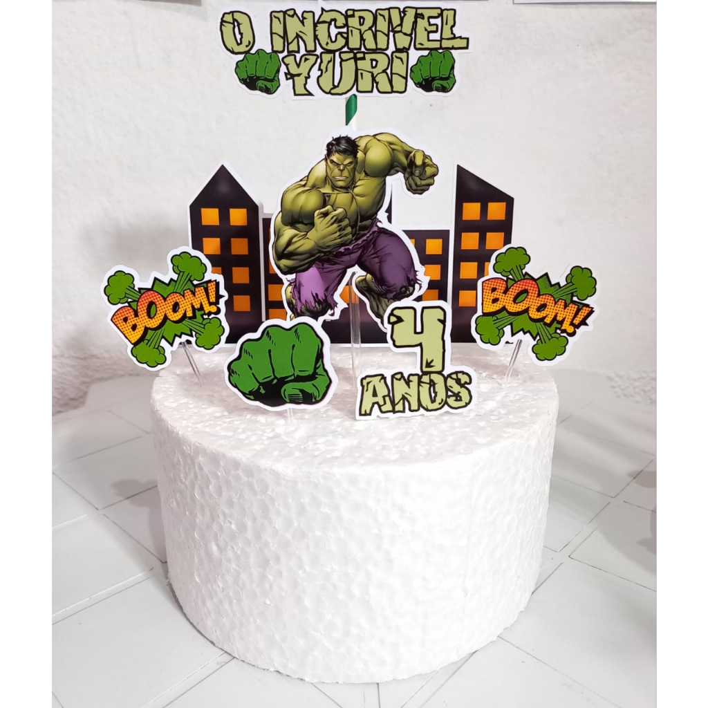 Topo de Bolo Hulk - Topper Hulk - Personalizado | Shopee Brasil