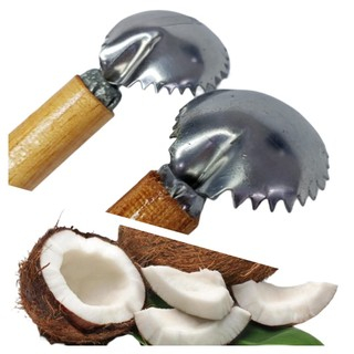 Raspa Coco de Inox com cabo resistente em madeira | Shopee Brasil