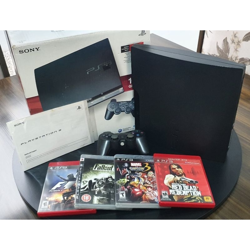Playstation 3 PS3 Slim na caixa com manual e jogos | Shopee Brasil