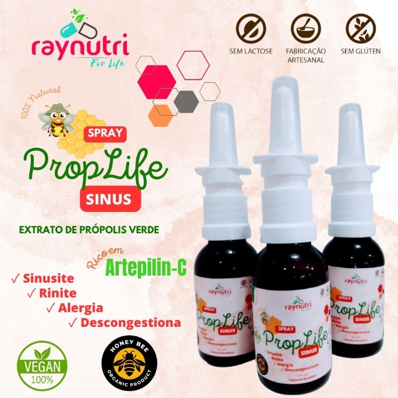 PropLife Sinus 20ml kit Propolis verde Nasal Sinusite Rinite Alergia ...