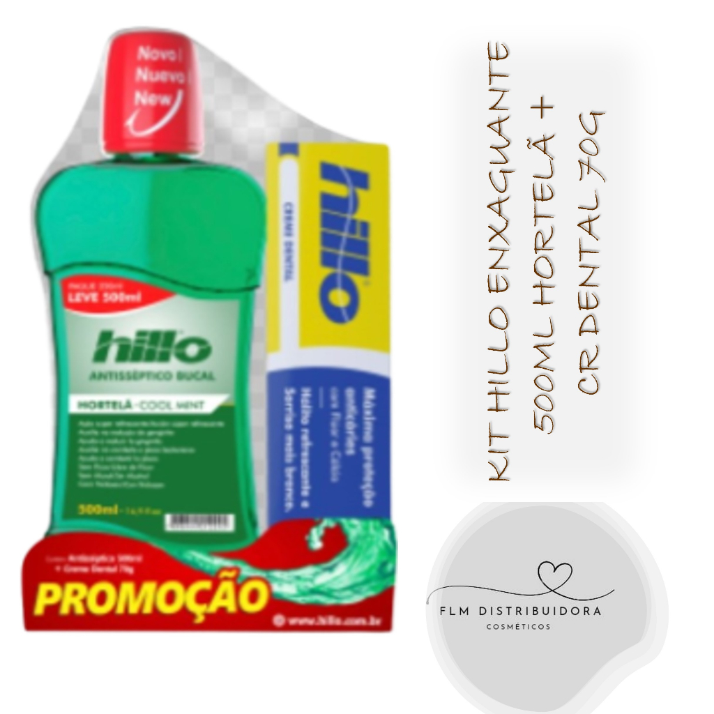 Kit Hillo Enxaguante 500ml Hortelã + Creme Dental 70g | Shopee Brasil