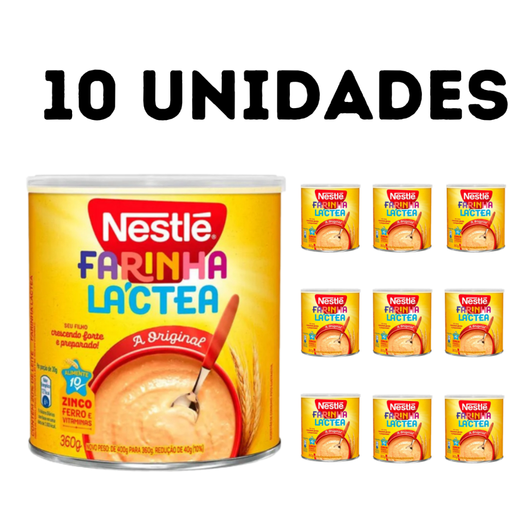 Farinha Láctea Nestlé Lata 360g Original - KIT C/10 UNIDADES | Shopee ...